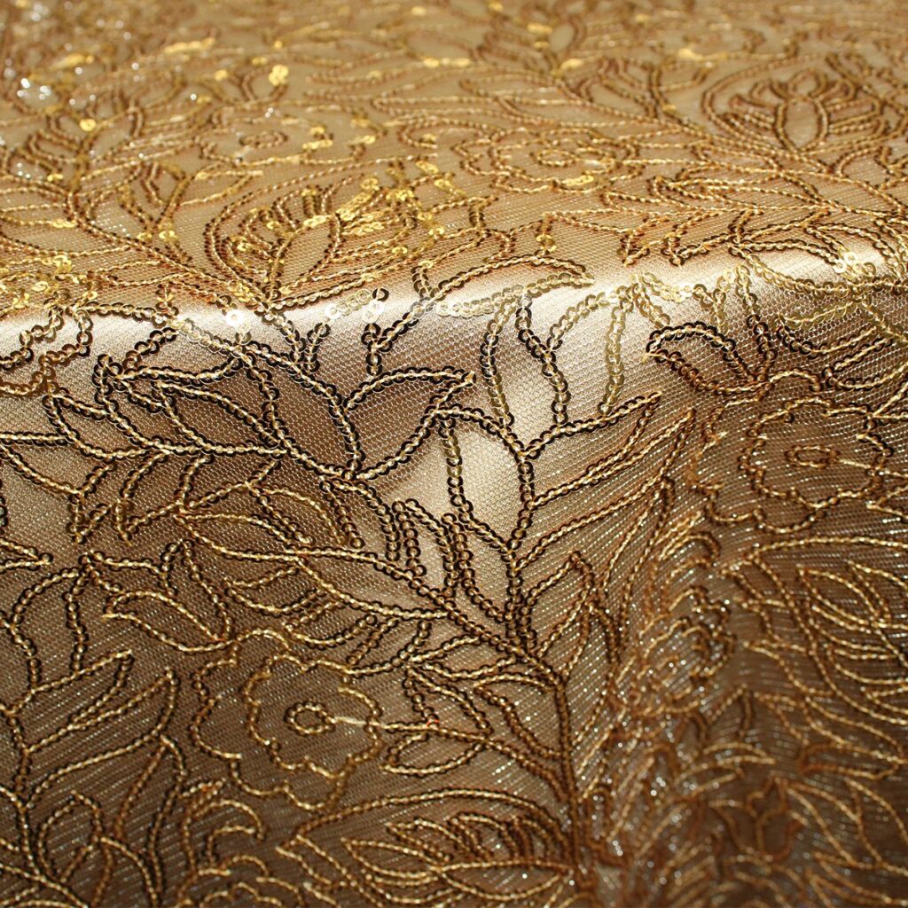 Gold Fiori Sequin Table Linen Rental | Linens | PEP Creative